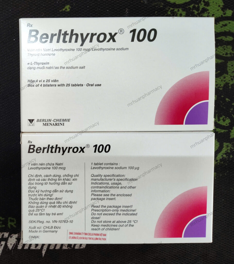Berlthyrox 100 (Hộp 4 vỉ x 25 viên) – Hormon tuyến giáp cho người bướu ...