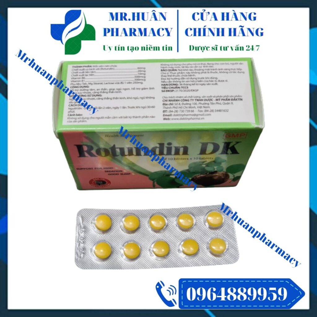 Rotundin DK (Hộp 100 viên) – Hỗ trợ dưỡng tâm, an thần, giúp ngủ ngon ...