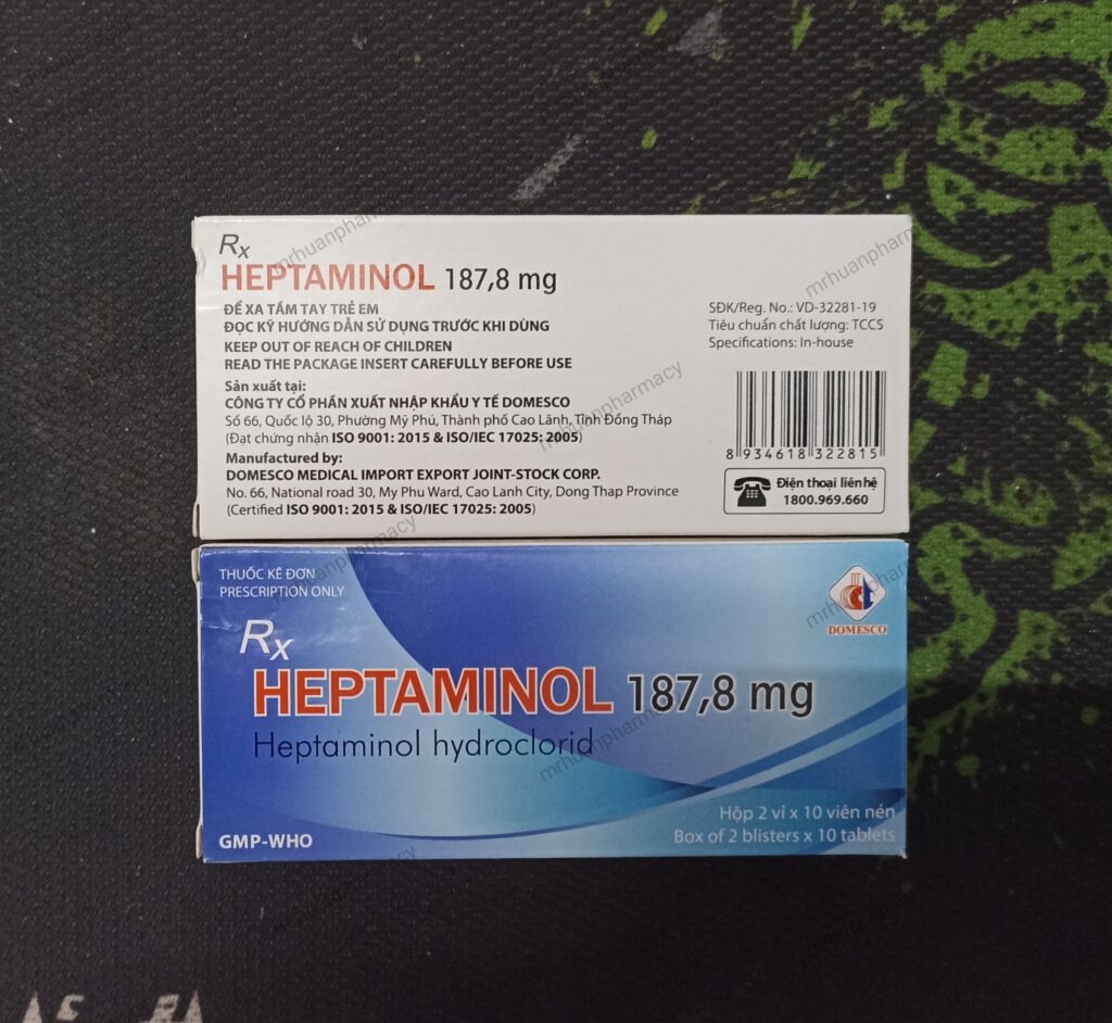 Heptaminol 187.8mg (Hộp 2 vỉ x 10 viên) – Thuốc điều trị hạ huyết áp ...