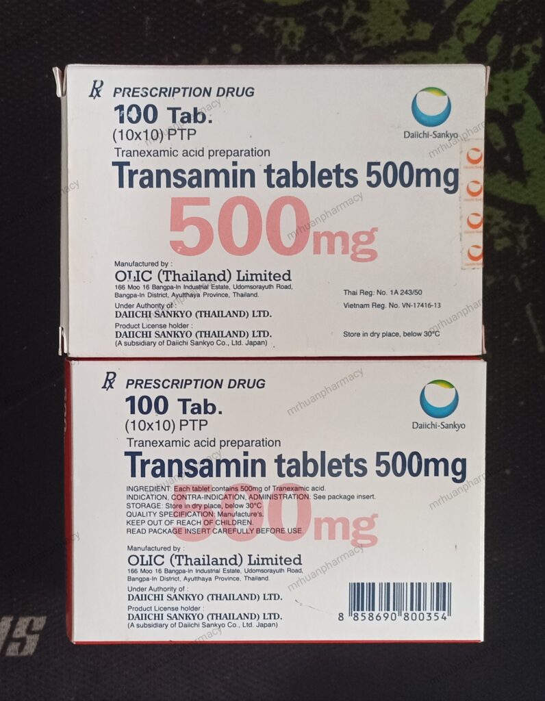 Transamin Tablets 500mg (Hộp 10 vỉ x 10 viên) – Thuốc cầm máu – MrHuân ...