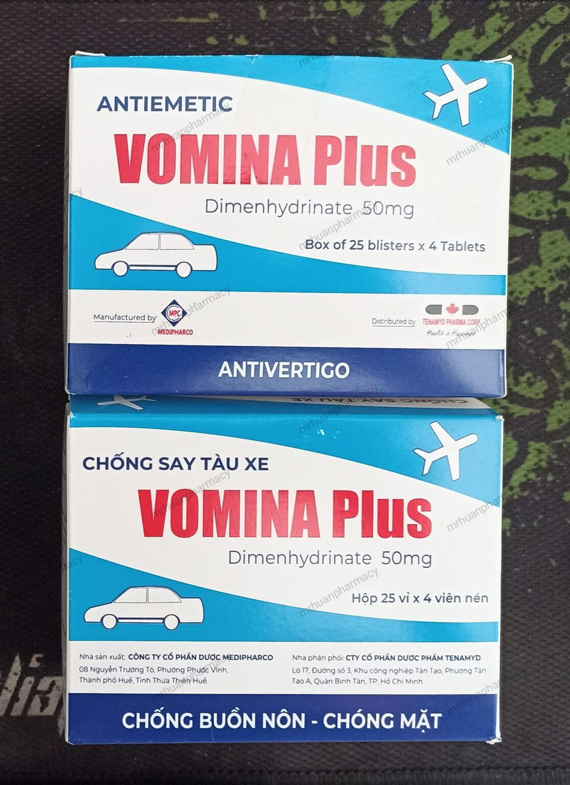 Vomina Plus (Hộp 25 vỉ x 4 viên) – Thuốc chống say tàu xe, chóng mặt ...