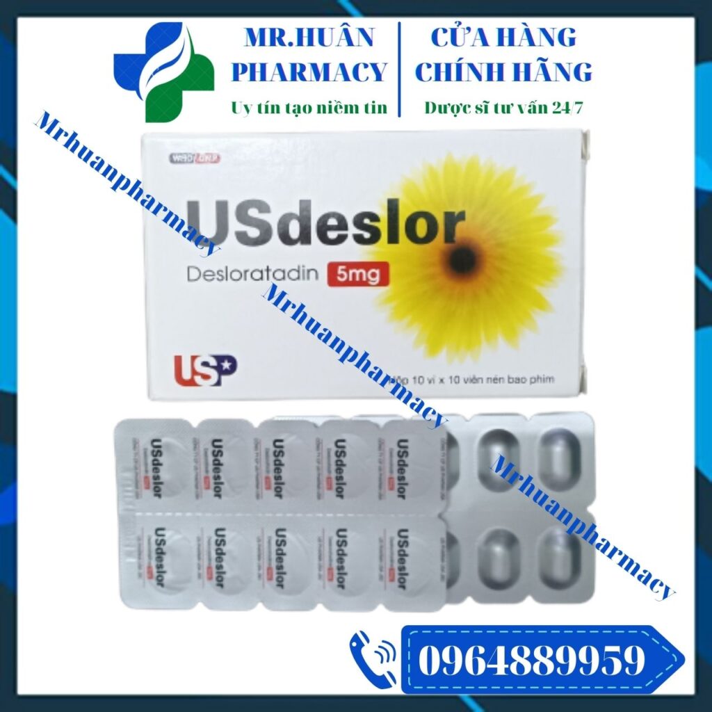 Usdeslor 5mg (Hộp 10 vỉ x 10 viên) – Thuốc chống dị ứng, mẩn ngứa, cảm ...