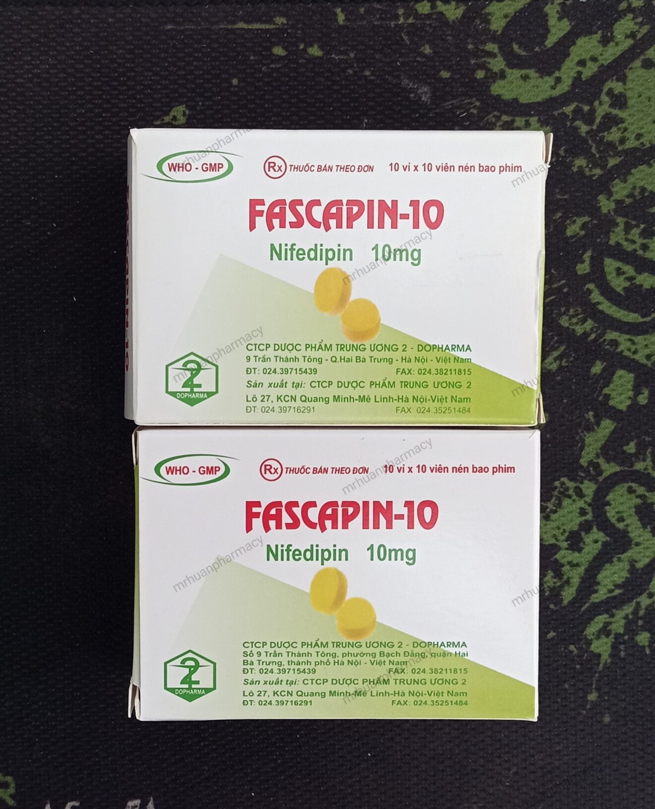 Fascapin 10 (Hộp 10 vỉ x 10 viên) – Thuốc điều trị tăng huyết áp, cơn ...