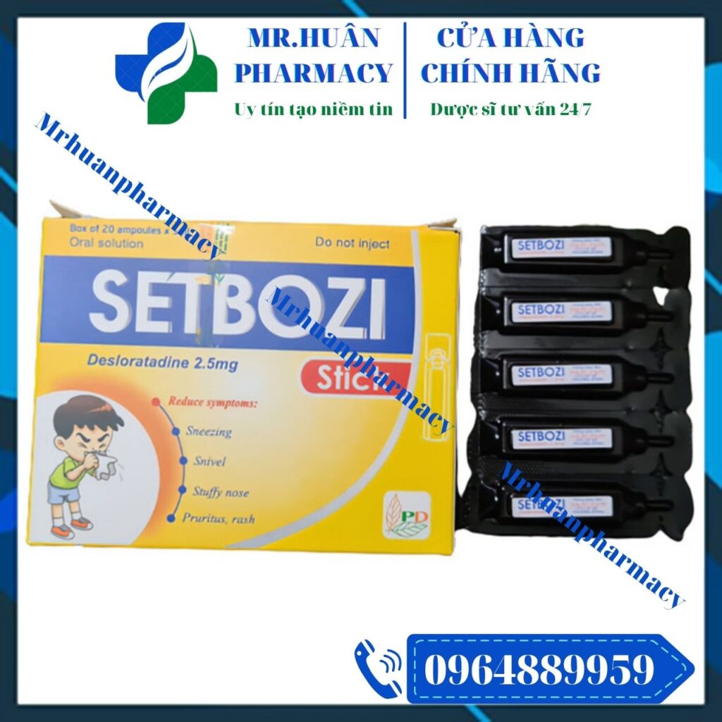 Setbozi Stick 2,5mg/5ml (Hộp 4 vỉ x 5 ống) – Thuốc kháng histamin dùng ...