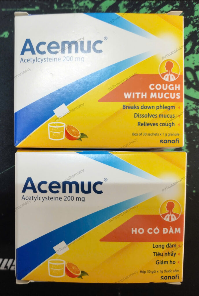 Acemuc Kids 200mg (Hộp 30 gói x 1g) – Thuốc long đàm, tiêu nhầy, giảm ...