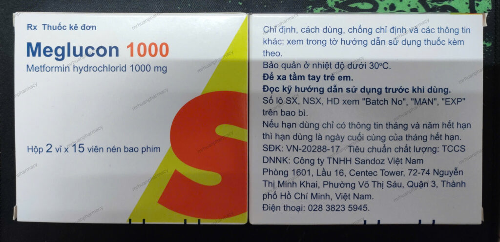 Meglucon 1000 (Hộp 2 vỉ x 15 viên) – Thuốc điều trị đái tháo đường ...