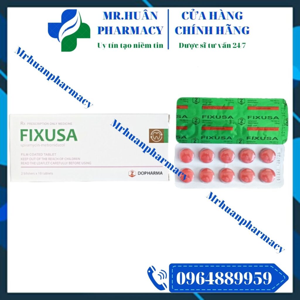 Fixusa (Hộp 2 vỉ x 10 viên) – Thuốc kháng sinh điều trị nhiễm khuẩn răng miệng – MrHuân Pharmacy