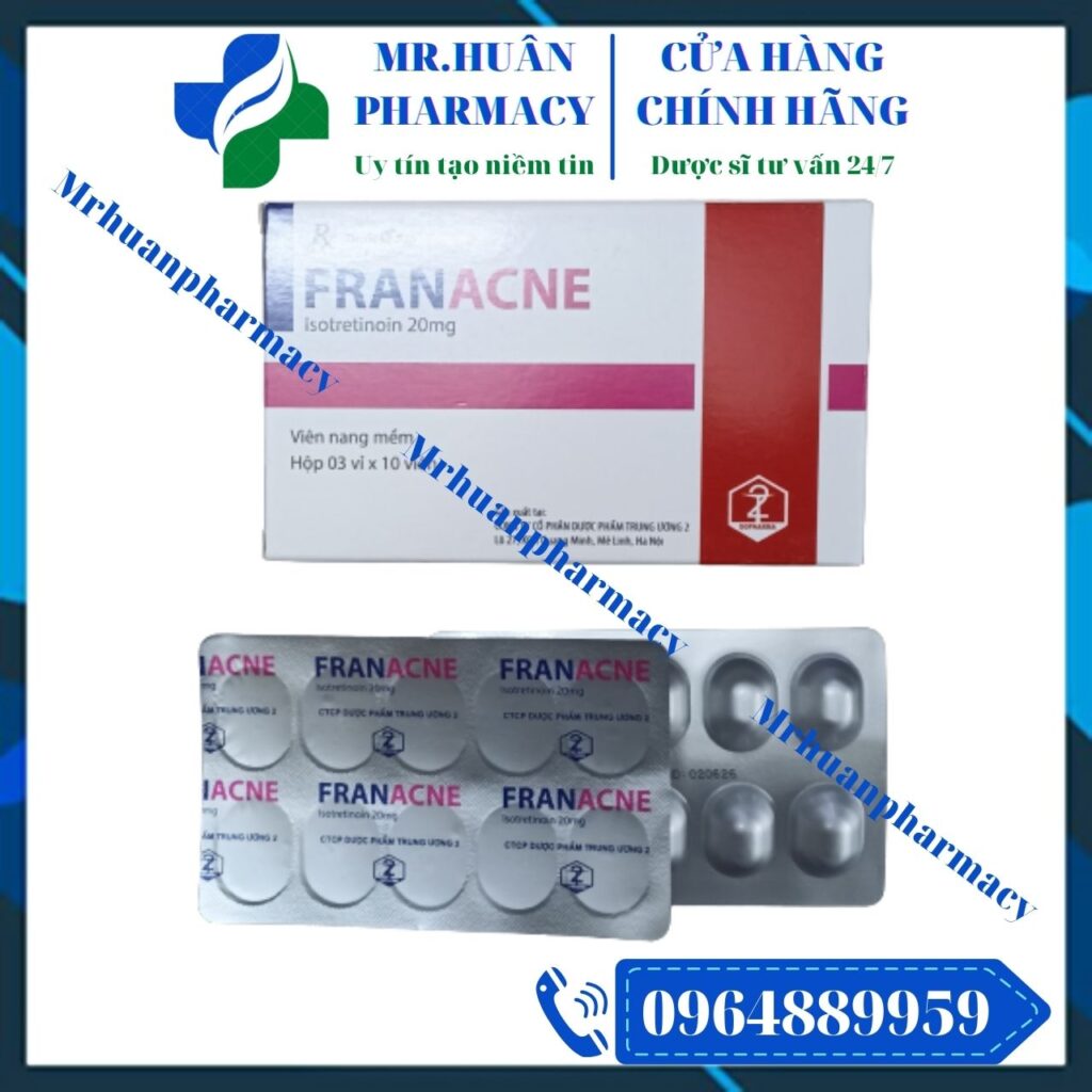 Franacne (Hộp 3 vỉ x 10 viên) – Thuốc điều trị mụn trứng cá, mụn viêm ...