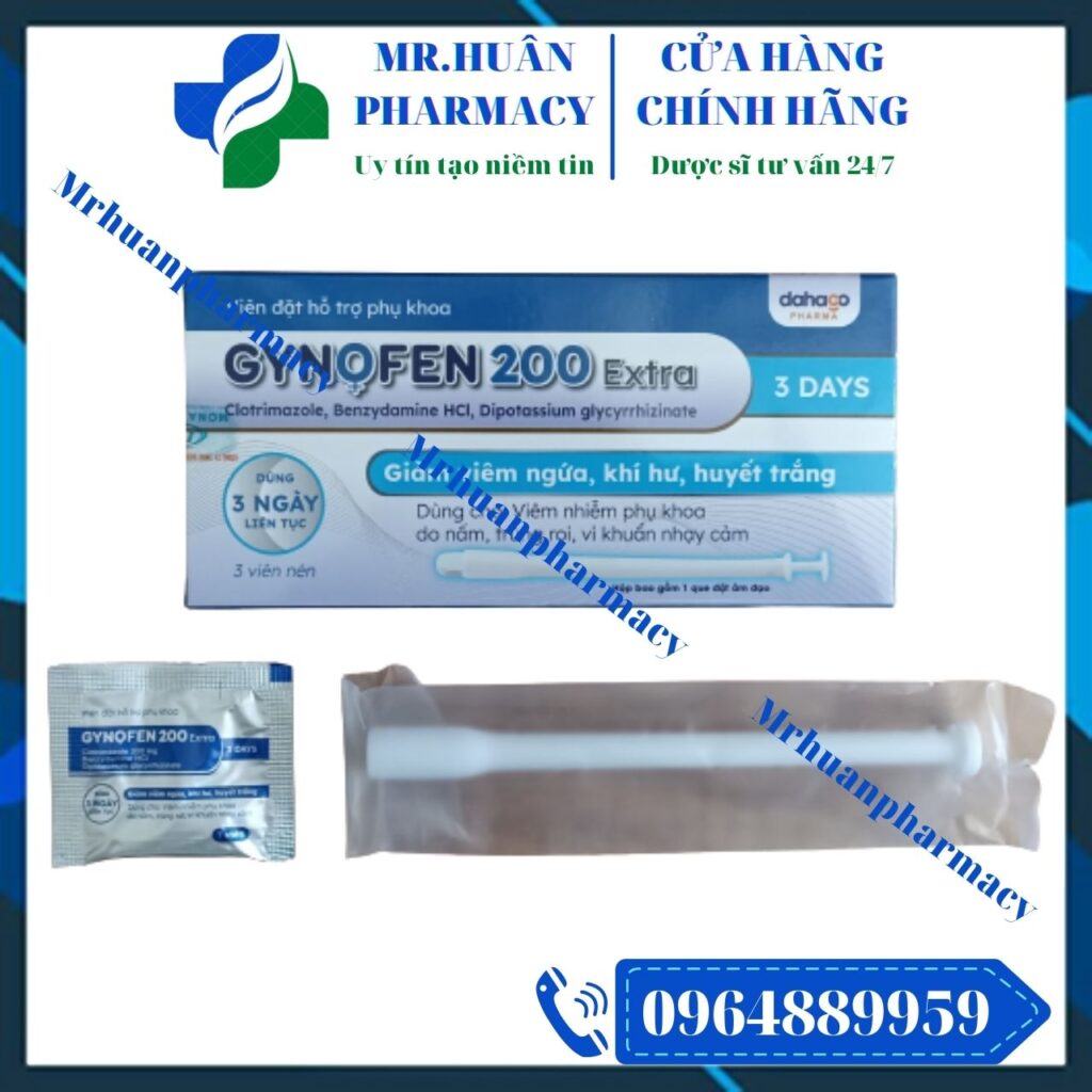 Viên đặt phụ khoa Gynofen 200 Extra (Hộp 3 viên) – Dùng cho viêm nhiễm ...